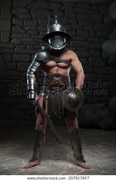 Full Length Portrait Warrior Gladiator Muscular Stock Photo (Edit Now ...