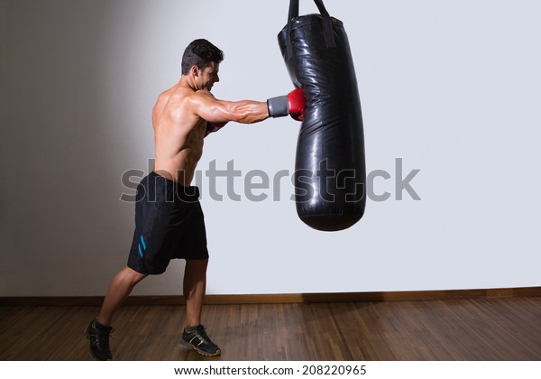 Full Length Shirtless Muscular Boxer Punching Stock Photo (Edit Now ... Full Length Shirtless Muscular Boxer Punching Stock Photo (Edit Now ...