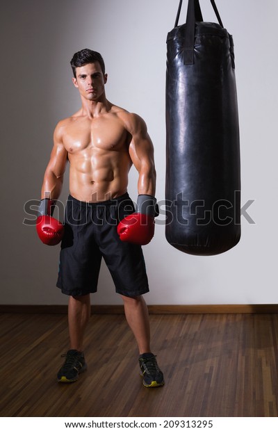 Full Length Shirtless Muscular Boxer Punching Stock Photo (Edit Now ... Full Length Shirtless Muscular Boxer Punching Stock Photo (Edit Now ...