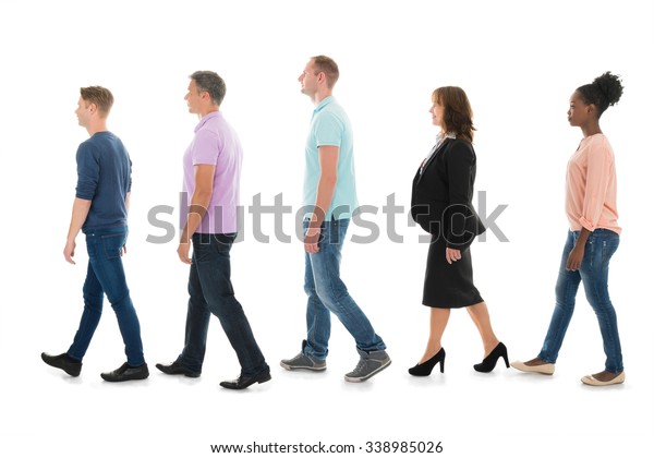 Full Length Side View Creative People Stock Photo (Edit Now) 338985026