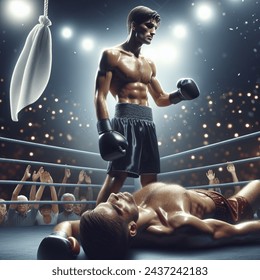 Barefoot Boxer Victory Pose Bald Boxer AI-generated image 2525794785 ...