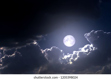 Full Moon Between Clouds Night Sky Stock Photo 1205398024 | Shutterstock