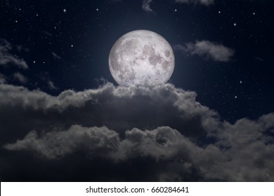 Full Moon Between Clouds Night Sky Stock Photo (Edit Now) 660284641