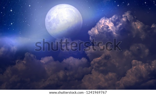 Full Moon Between Clouds Night Sky Stock Photo 1241969767 | Shutterstock