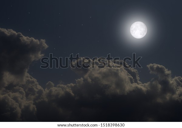 Full Moon Between Clouds Night Sky Stock Photo 1518398630 | Shutterstock