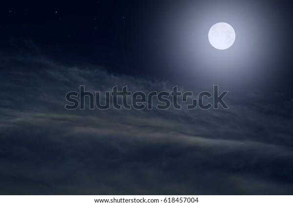 Full Moon Between Clouds Night Sky Stock Photo 618457004 | Shutterstock