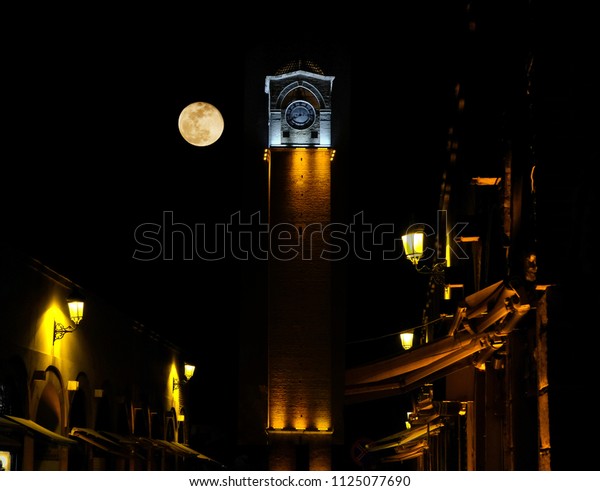 Full Moon Clock Tower Stock Photo 1125077690 | Shutterstock