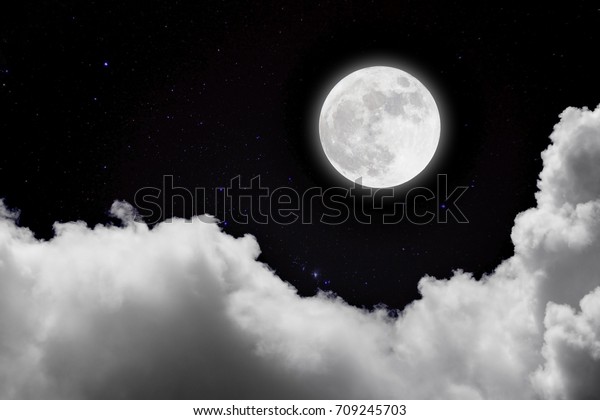 Full Moon Over Cloud Background Romantic Stock Photo 709245703 ...