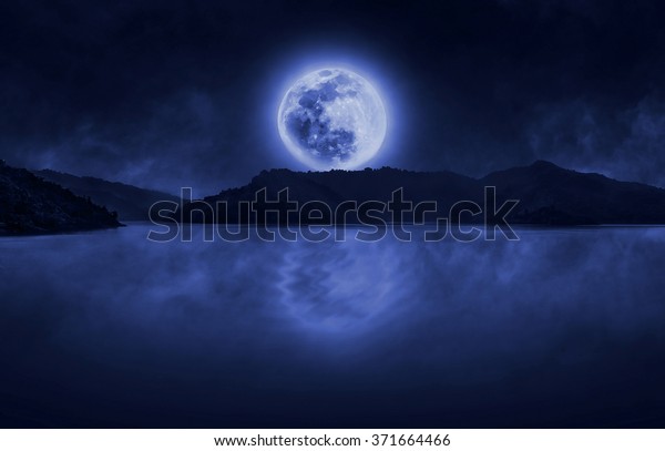 Full Moon Over Dam Clouds Fog Stock Photo 371664466 | Shutterstock