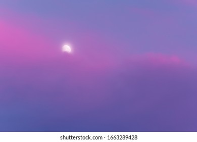 Full Moon Pink Clouds Sunset Nature Stock Photo 1663289428 | Shutterstock