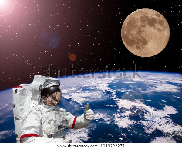 Full Moon Spaceman Elements This Image Stock Photo 1019292277 ...