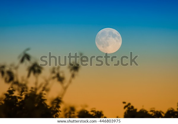 Full Moon Sunset Stock Photo (Edit Now) 446803975