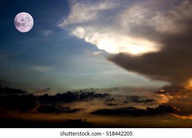 Full Moon Sunset Sky Backgroundelement Full Stock Photo 518442205 ...