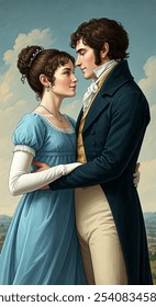 「Full View Regency-era Couple Lovingly Holding」のAI生成画像、2540975973 ...
