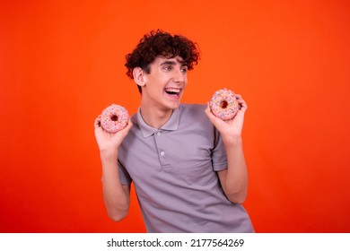 Funny Guy Eats Pink Donuts Stock Photo 2177564269 | Shutterstock