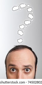 Funny Young Guy Question Mark Over Stock Photo (Edit Now) 74030473