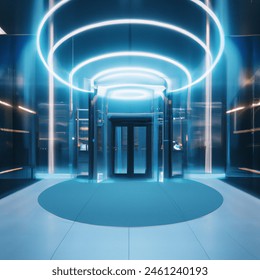 Futuristic Glass Elevator Office Lobby Contemporary AI-generated image ...