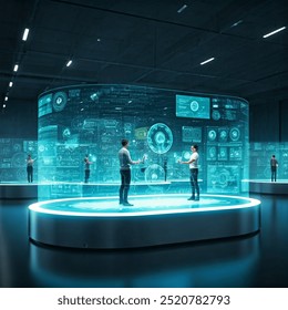 Futuristic Exhibition Zone Where Visitors Engage AI-generated image ...
