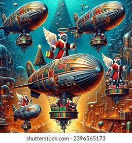 Neon Avatar Vector-style Image 4 Airships AI-generated image 2396681869 ...