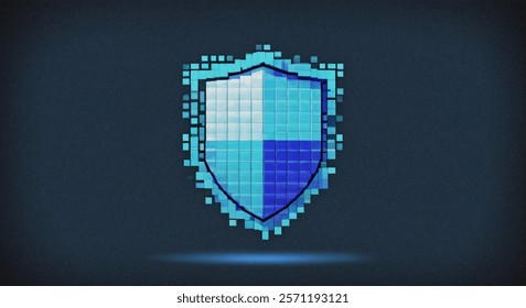 Futuristic Vector-style Image Pixelated Blue Shield AI-generated image ...