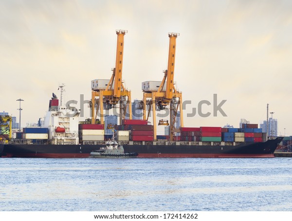Gantry Crane Loading Unloading Cargo Container Stock Photo 172414262 ...