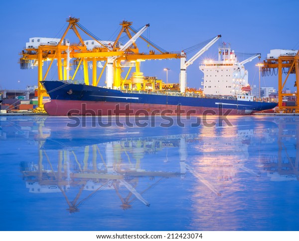 Gantry Crane Loading Unloading Cargo Container Stock Photo 212423074 ...