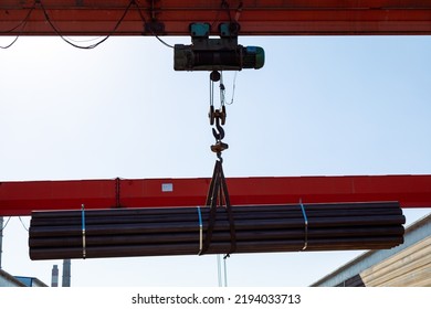 Gantry Crane Transporting Stack Metal Pipes Stock Photo 2194033713 ...