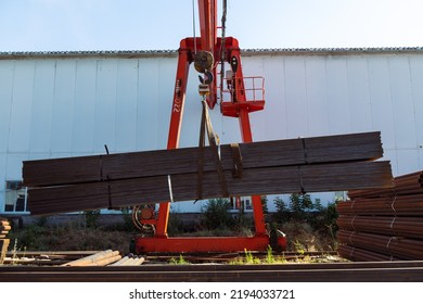 Gantry Crane Transporting Stack Metal Pipes Stock Photo 2194033721 ...