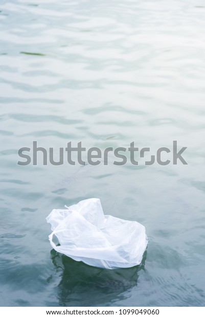 Garbage Plastic Bag Float On Water Stock Photo (Edit Now) 1099049060
