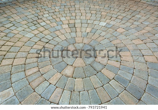 Garden Backyard Circular Pattern Brick Stone Stock Photo (Edit Now ...