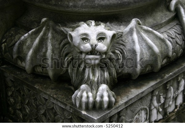 Gargoyle Statue On Pillar Stock Photo (Edit Now) 5250412