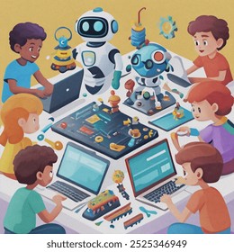 Robotic Coding Activity Children Mom Realistic AI-generated image ...