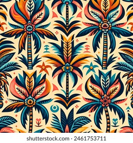 Generate Mexican Style Repeating Pattern Palm AI-generated image ...