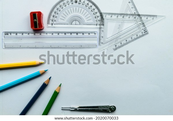 Geometric Measuring Tools Drawing Items Mathematical Stock Photo ...