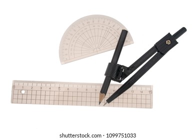 Geometry Technical Drawing Instruments Ruler Protractor Stock Photo ...