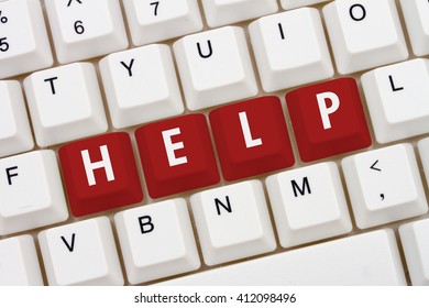 Getting Help On Internet Closeup Keyboard Stock Photo 412098496 ...