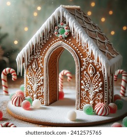 Gold Gingerbread House AI-generated image 2530625565 | Shutterstock