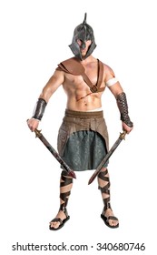Gladiator Posing Isolated White Background Stock Photo 340680746 ...