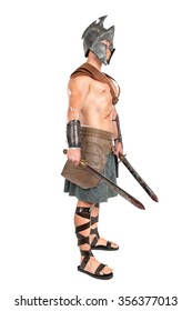Gladiator Posing Isolated White Background Stock Photo 356377013 ...