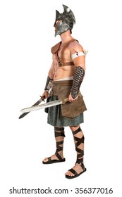 Gladiator Posing Isolated White Background Stock Photo 356377016 ...