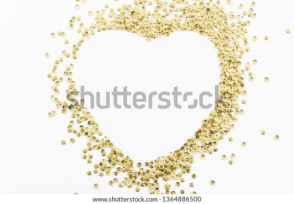 Gold Glitters Scattered Disarray Lined Heart Stock Photo 1364886500 ...