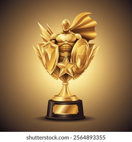 Superhero Trophy Designed Torso Flowing Cape AI-generated image ...