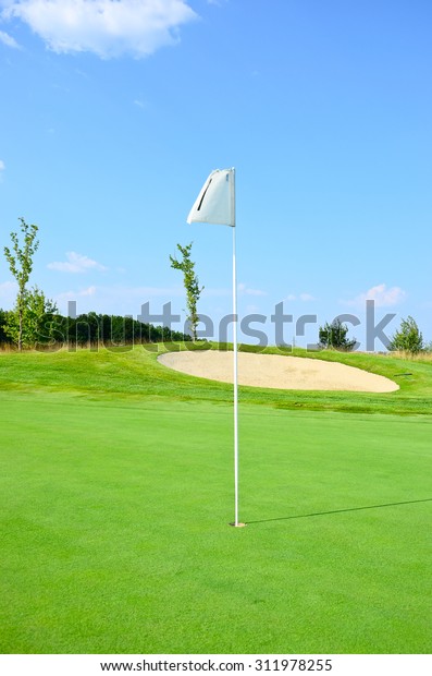 Golf Flag Spread On Wind Stock Photo (Edit Now) 311978255