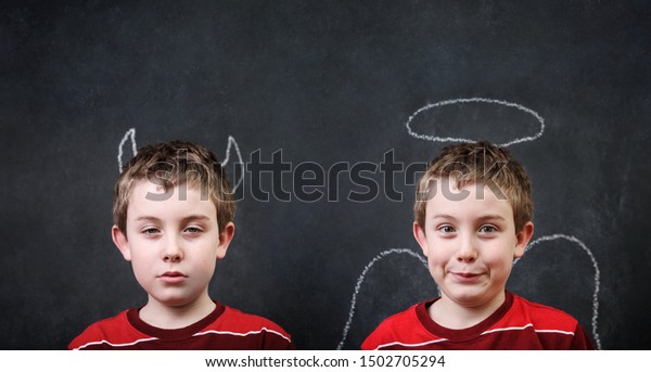 Good Evil Funny Boy Devil Horns Stock Photo 1502705294 | Shutterstock