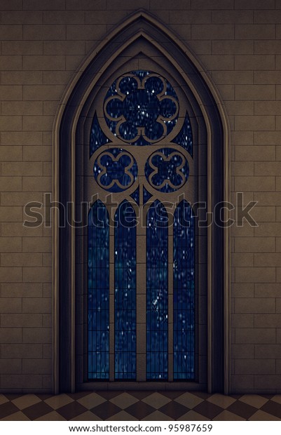 Gothic Window Starry Night Stock Photo 95987659 | Shutterstock