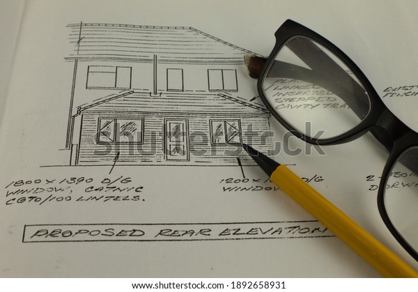 Graphite Pencil Drawing Extension Adding Home Stock Photo 1892658931 ...