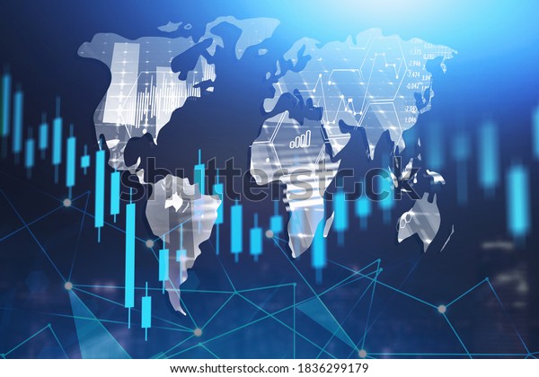 Graphs World Map Network Interface Over Stock Photo 1836299179 ...