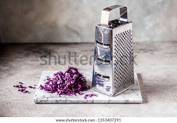Grating Red Cabbage On Marble Board Stock Photo 1353407291 | Shutterstock