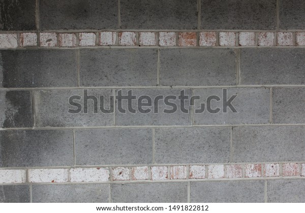 Gray Cinder Block Wall Red Brick Stock Photo 1491822812 | Shutterstock