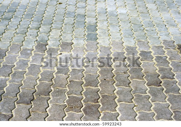 Gray Interlocking Paving Stone Driveway Above Stock Photo (Edit Now ...